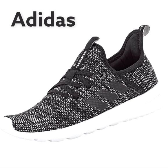 adidas | Shoes | Adidascloudfoam Ntn Black White Blue Material Sneakers ...